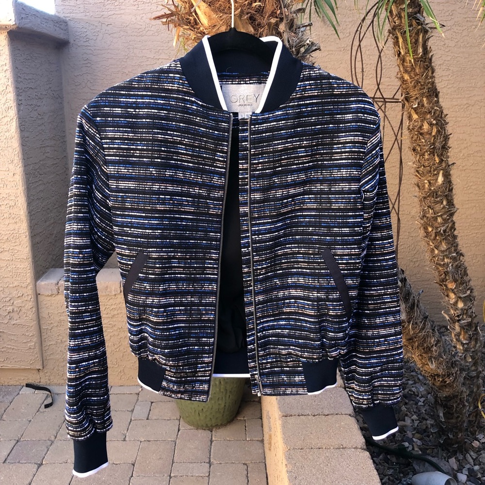 Grey Jason Wu Tweed Bomber Jacket - Gem